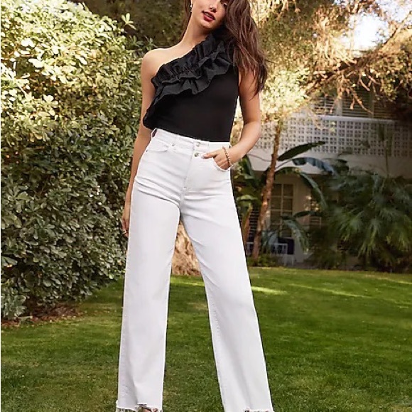 Express | Jeans | Price Express Super High Waisted White 9s Wide Leg ...